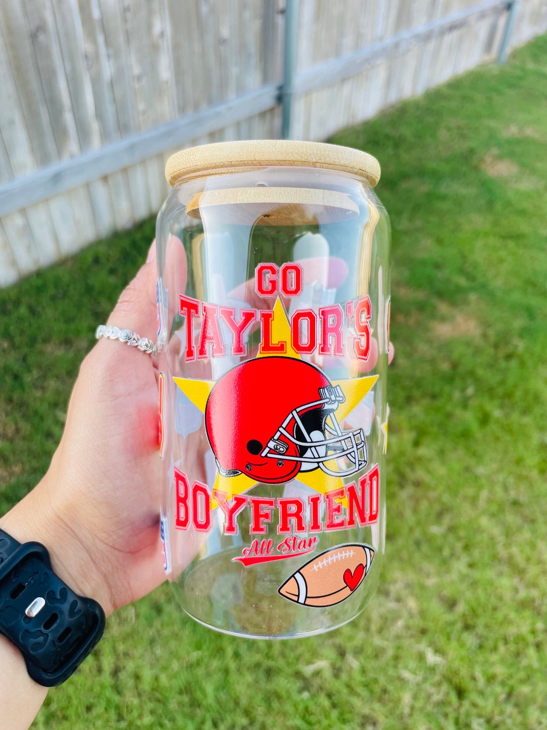 Chiefs Glass, Kansas City Chiefs Football Glass Cup, Iced Coffee Glass ...