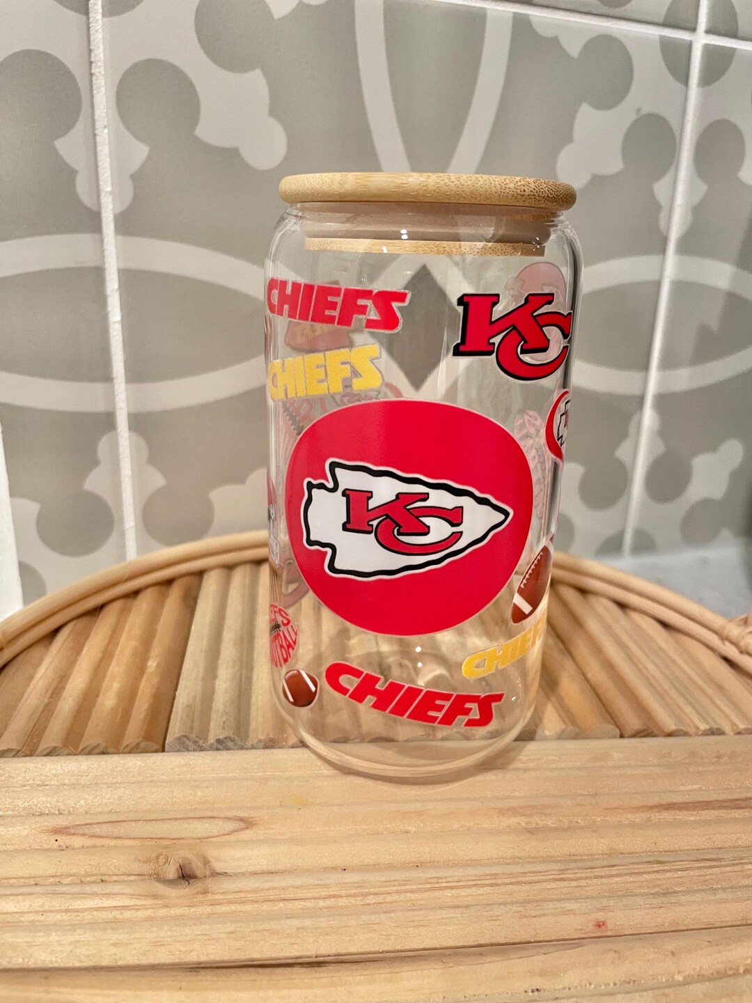 Chiefs Glass, Kansas City Chiefs Football Glass Cup, Iced Coffee Glass ...