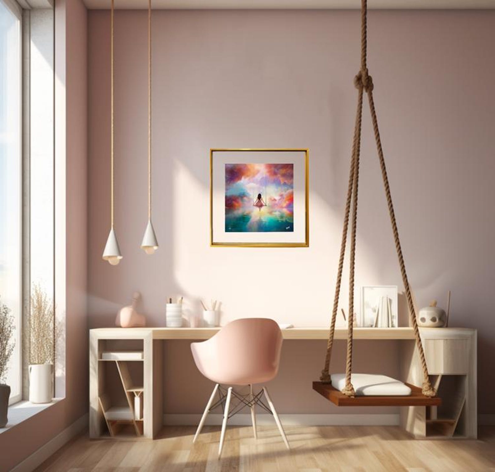 Girl on Swing – Surreal Dreamscape Artwork - Etsy