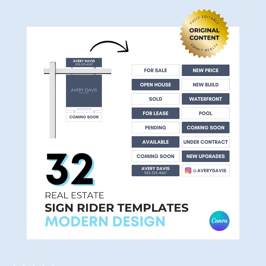 32 Sign Riders, 24x6 Real Estate Sign Riders, for Sale Sign Rider ...