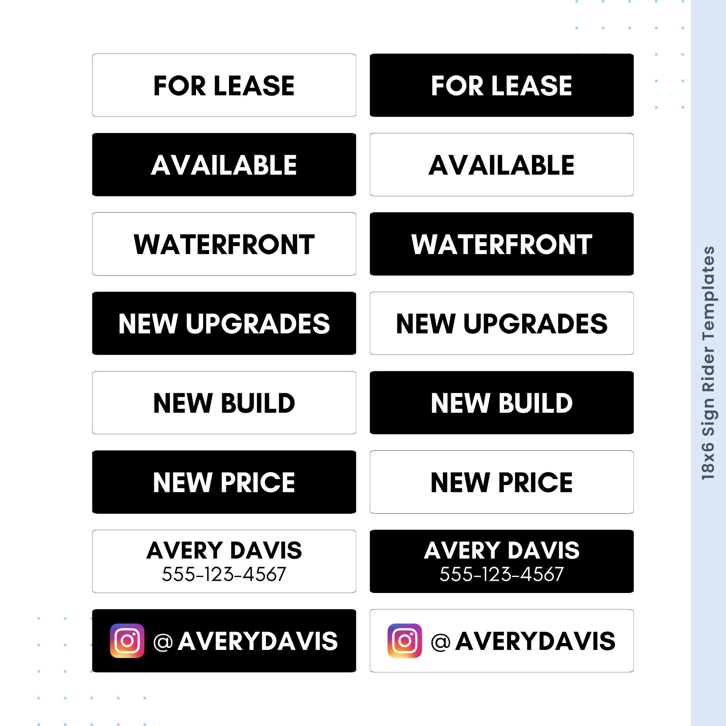 18x6 Black and White Real Estate Sign Riders, 32 Sign Riders, B/W for ...
