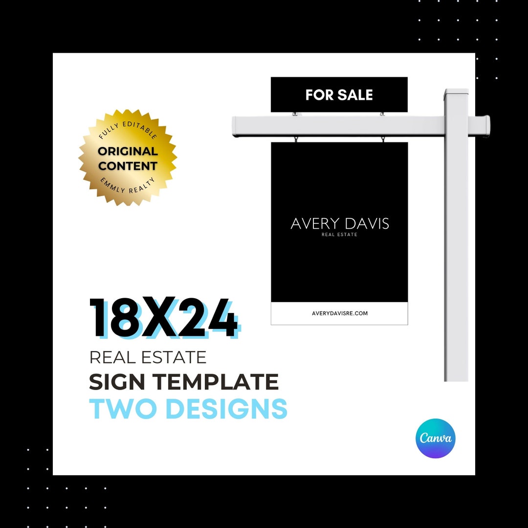 Black & White Real Estate Yard Sign 18x24, Realtor Yard Sign, Realtor ...