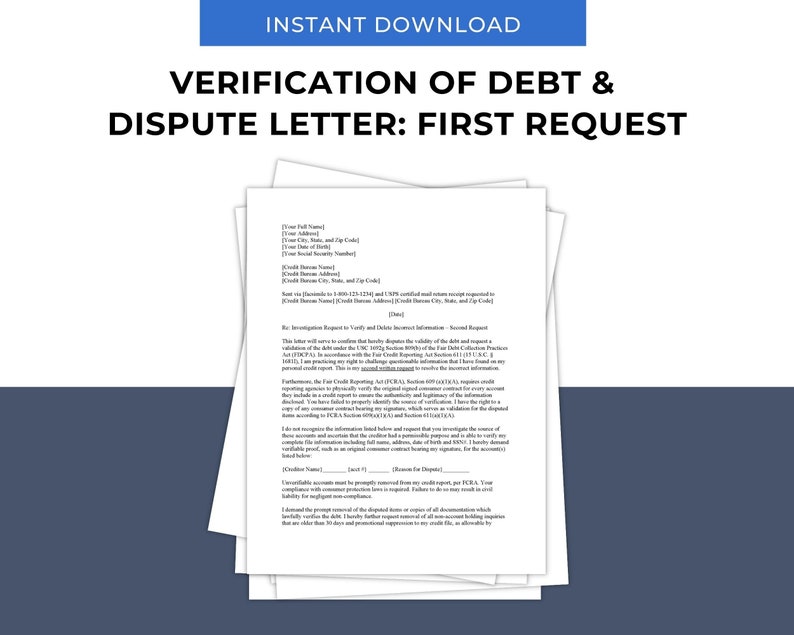 FIRST Credit Dispute Letter Template Late Payment Removal - Etsy