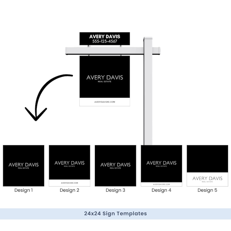 5 B/W Real Estate Yard Signs 24x24 + 4 Sign Riders, Realtor Yard Sign ...