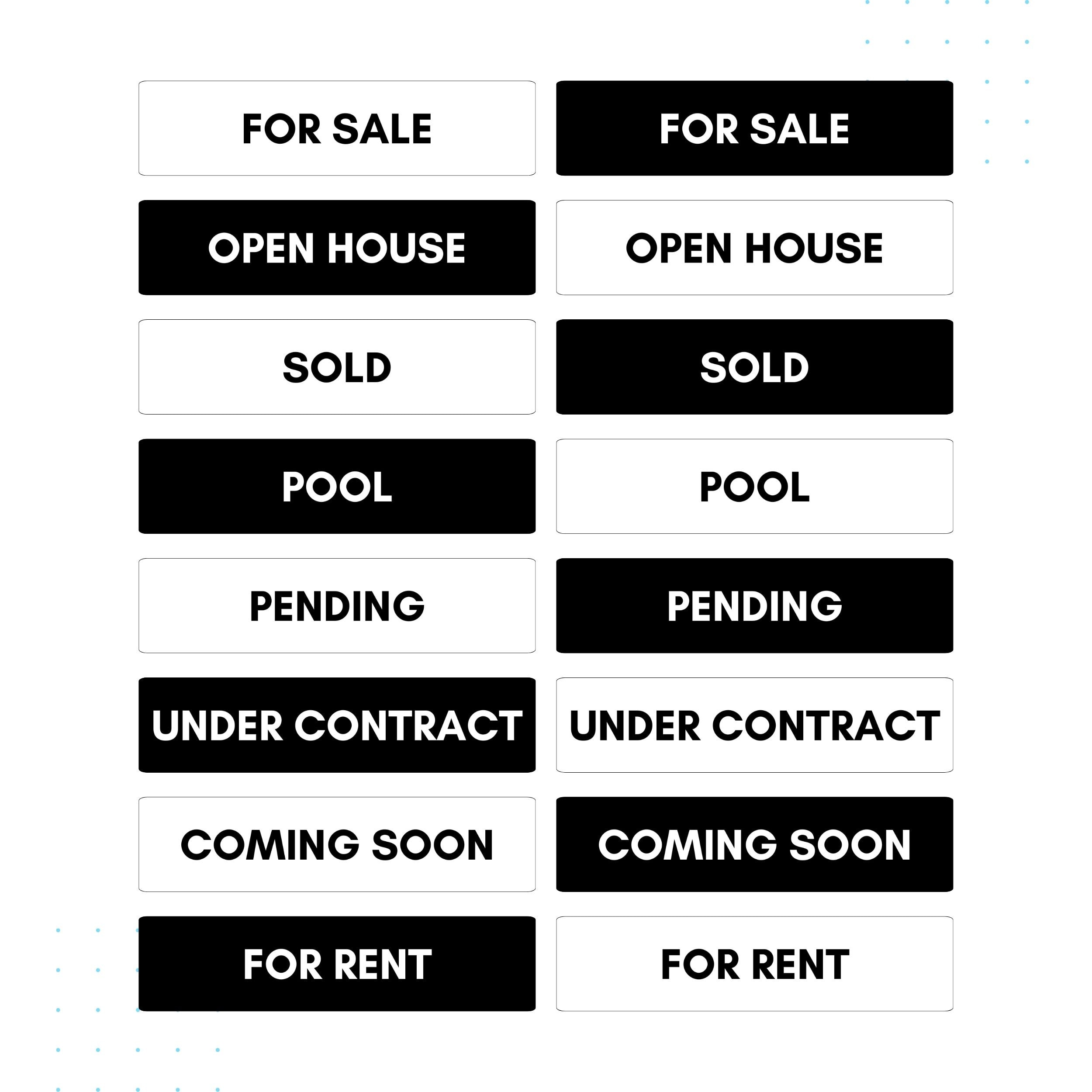 32 Sign Riders, 24x6 Black and White Real Estate Sign Riders, B/W for ...