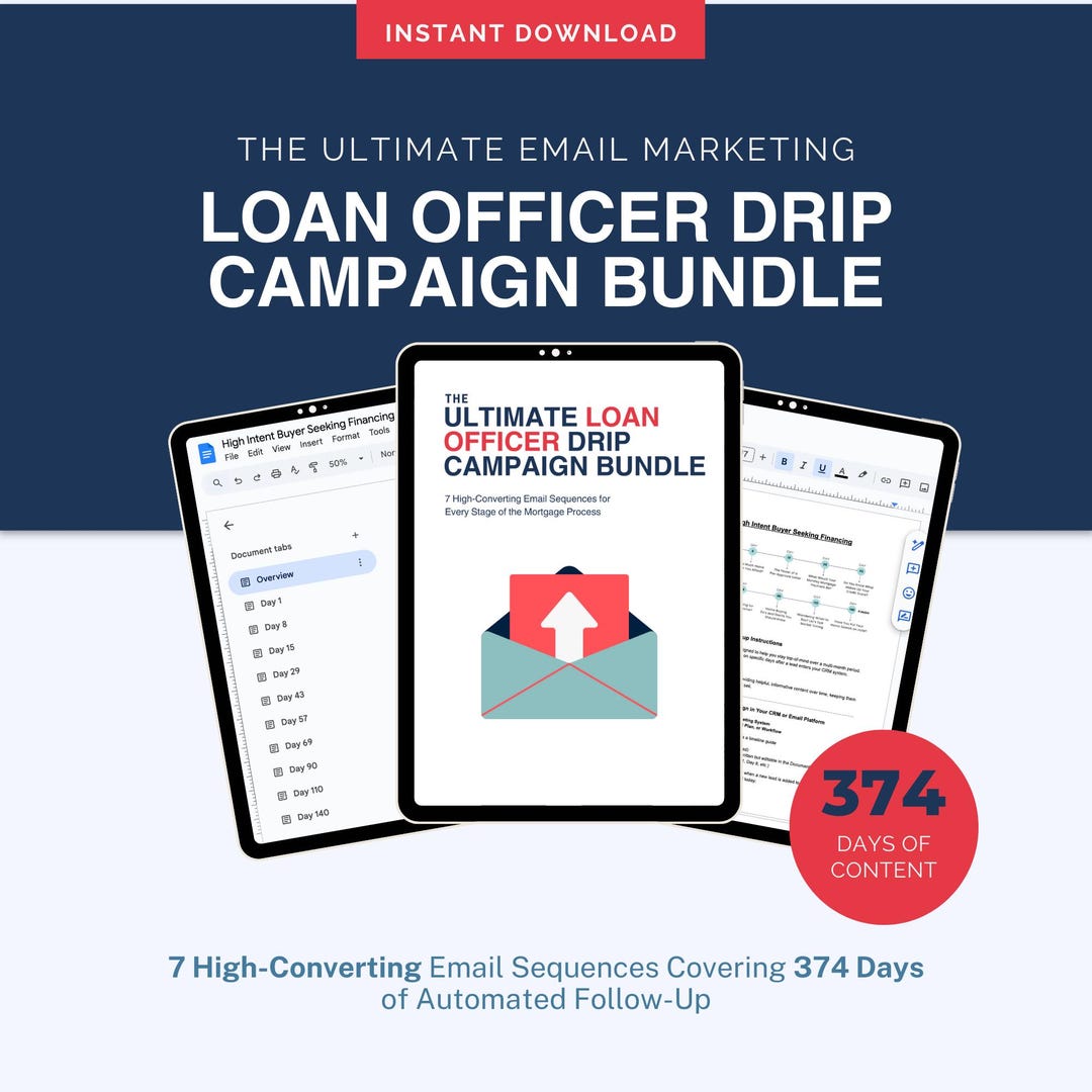 High-converting Loan Officer Email Drip Campaign Bundle | 374 Days of ...