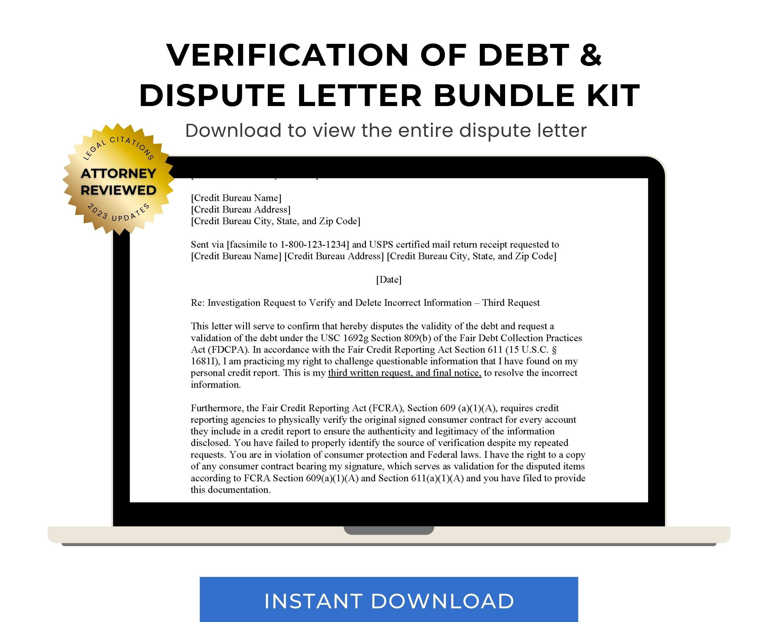 3 CREDIT DISPUTE LETTERS Bundle, Credit Dispute Letters Templates, Late ...