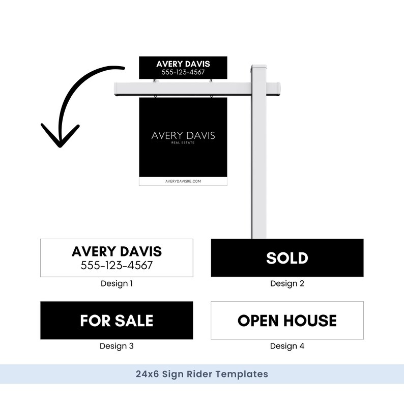 32 Sign Riders, 24x6 Black and White Real Estate Sign Riders, B/W for ...