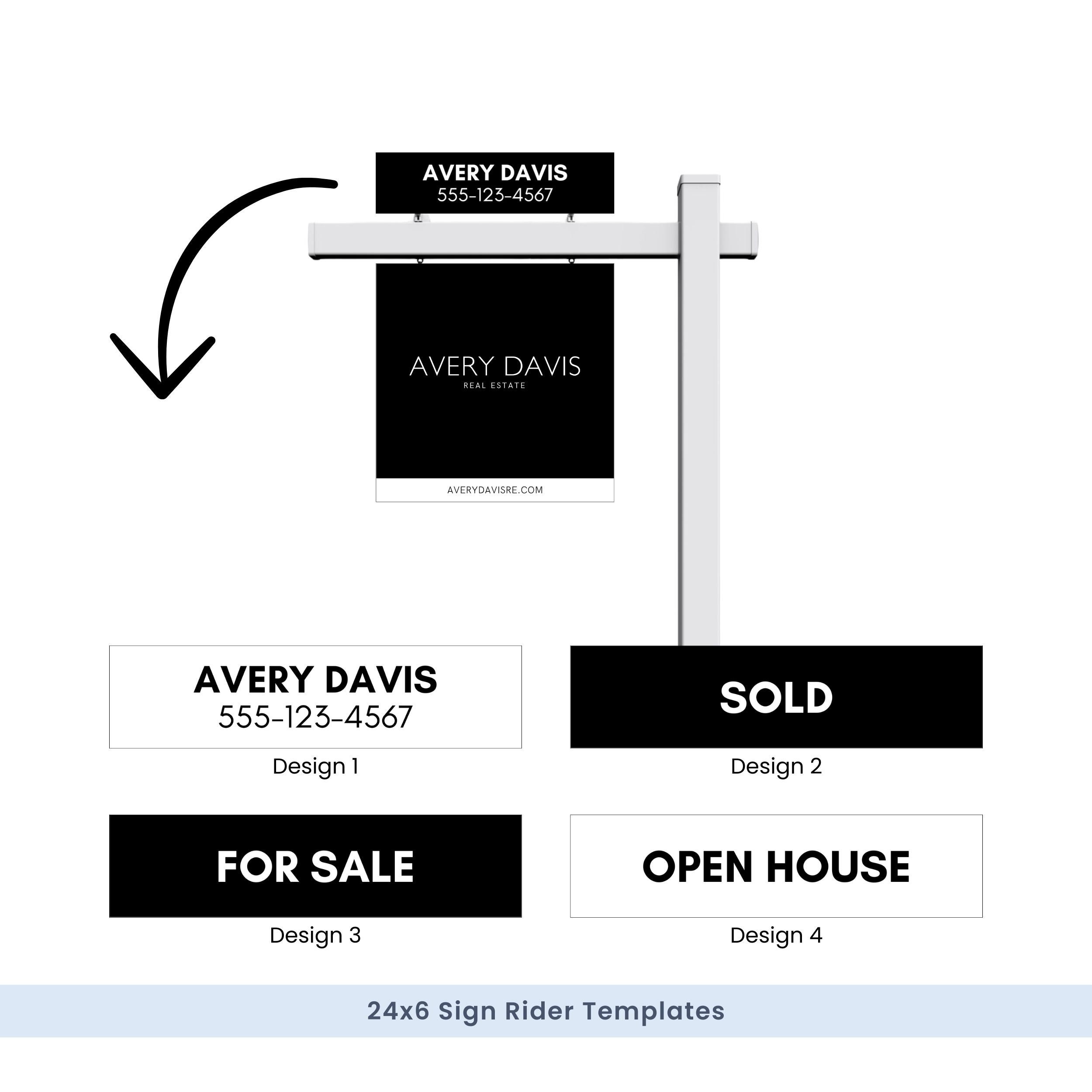32 Sign Riders, 24x6 Black and White Real Estate Sign Riders, B/W for ...