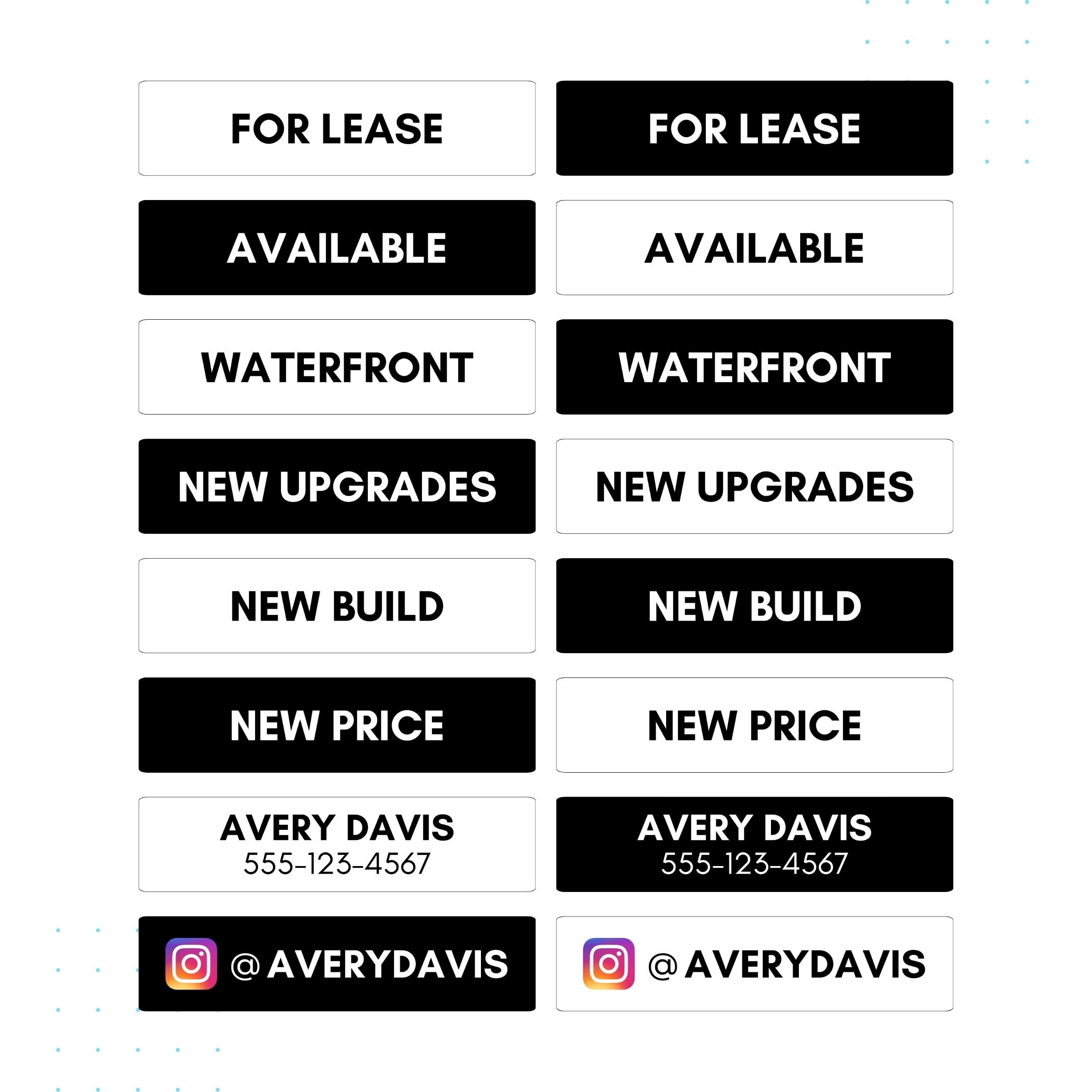 32 Sign Riders, 24x6 Black and White Real Estate Sign Riders, B/W for ...