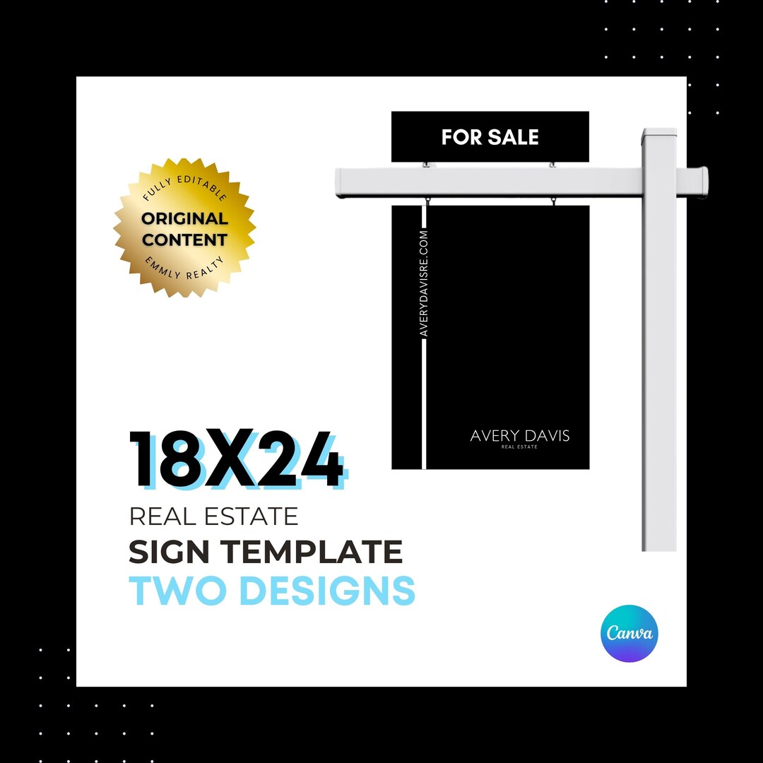 18x24 Real Estate Black & White Yard Sign, Realtor Yard Sign, Realtor ...