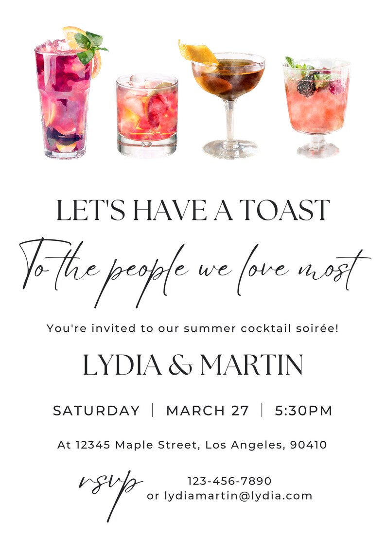 Editable Cocktail Party Invitation Template - Etsy