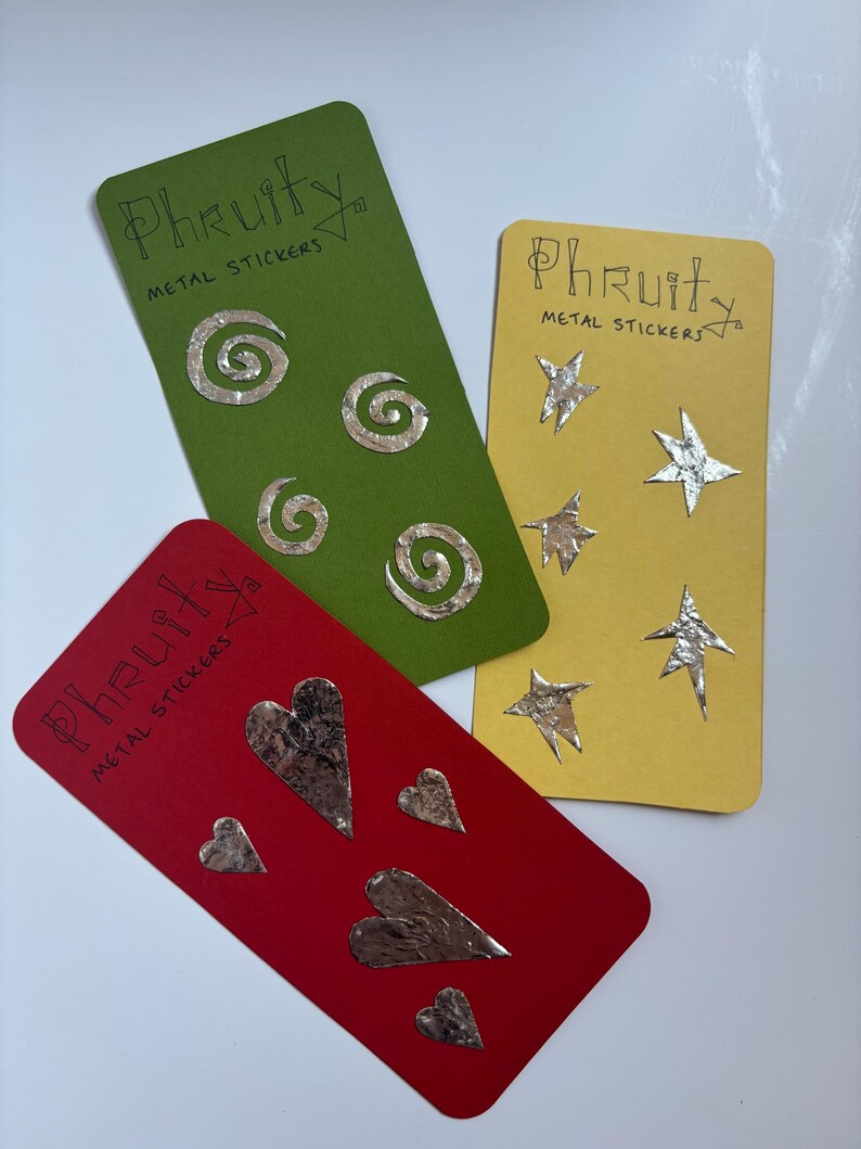 Handmade Metal Stickers, Lead-free Solder, Hearts, Stars, Spirals - Etsy