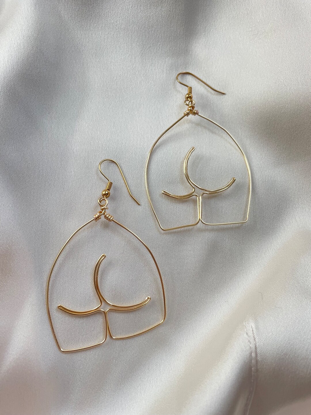 14k Gold Filled Booty Earrings, Funky Unique Statement Jewelry, Elegant Body Handmade Wire Gifts ...