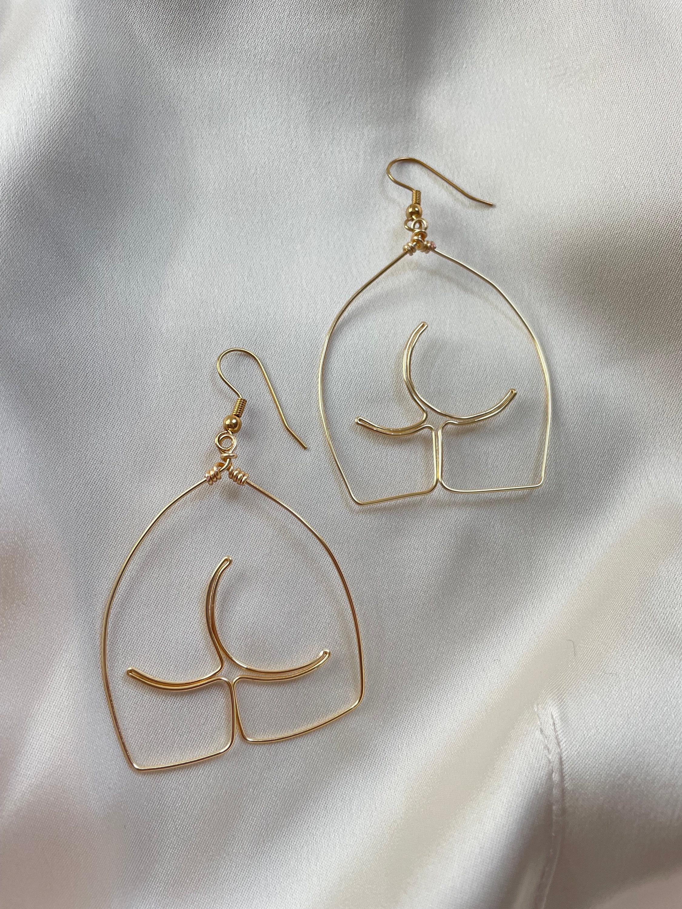 14k Gold Filled Booty Earrings, Funky Unique Statement Jewelry, Elegant Body Handmade Wire Gifts ...