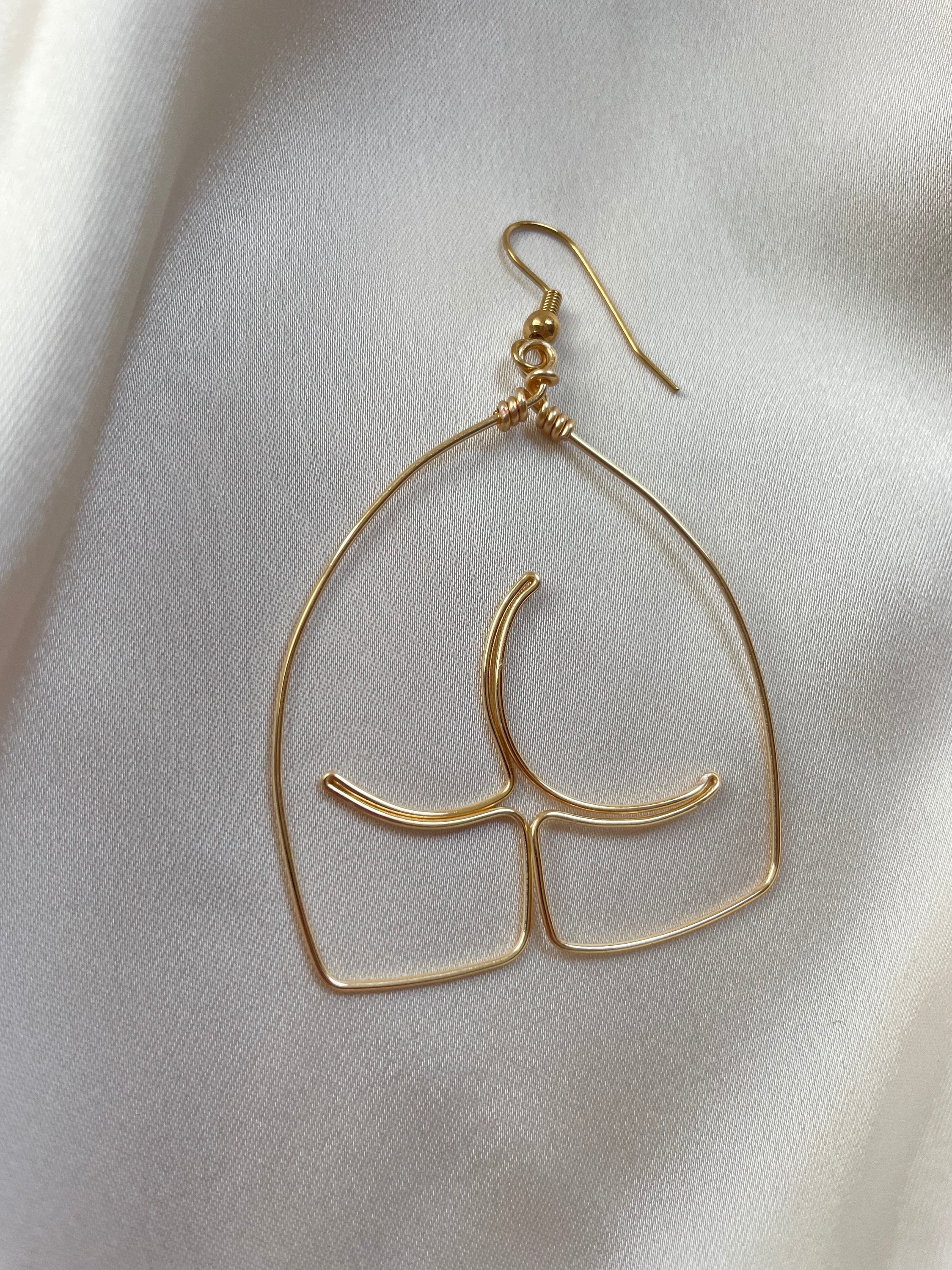 14k Gold Filled Booty Earrings, Funky Unique Statement Jewelry, Elegant Body Handmade Wire Gifts ...