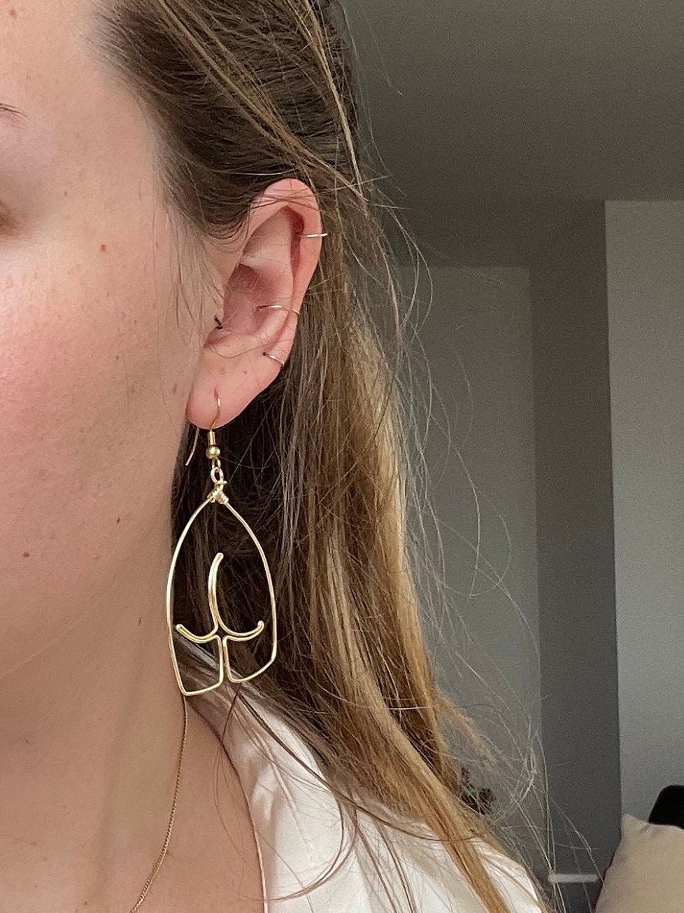 14k Gold Filled Booty Earrings, Funky Unique Statement Jewelry, Elegant Body Handmade Wire Gifts ...