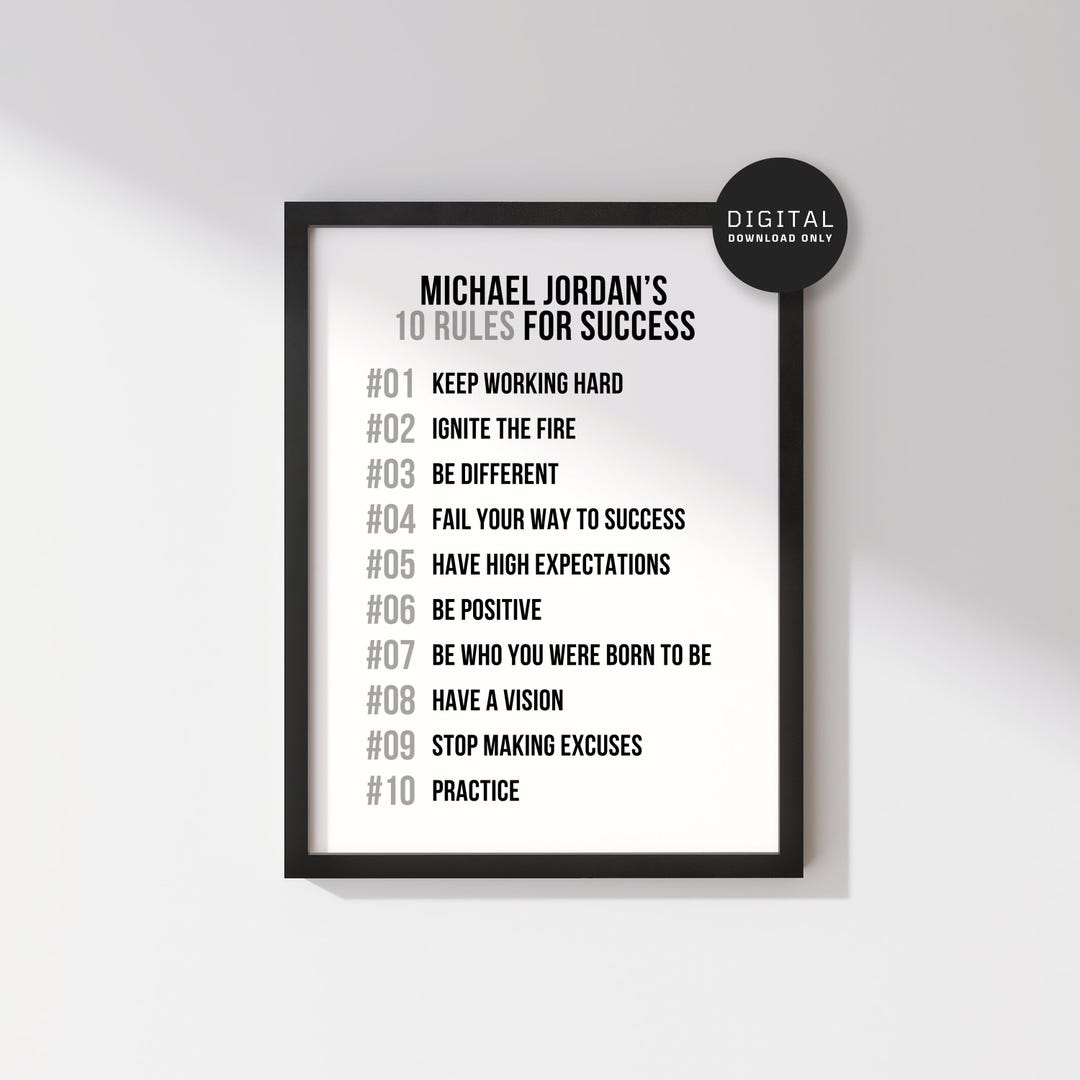Kobe Bryant's 10 Rules for Success, Basketball Motivational Wall Art ...