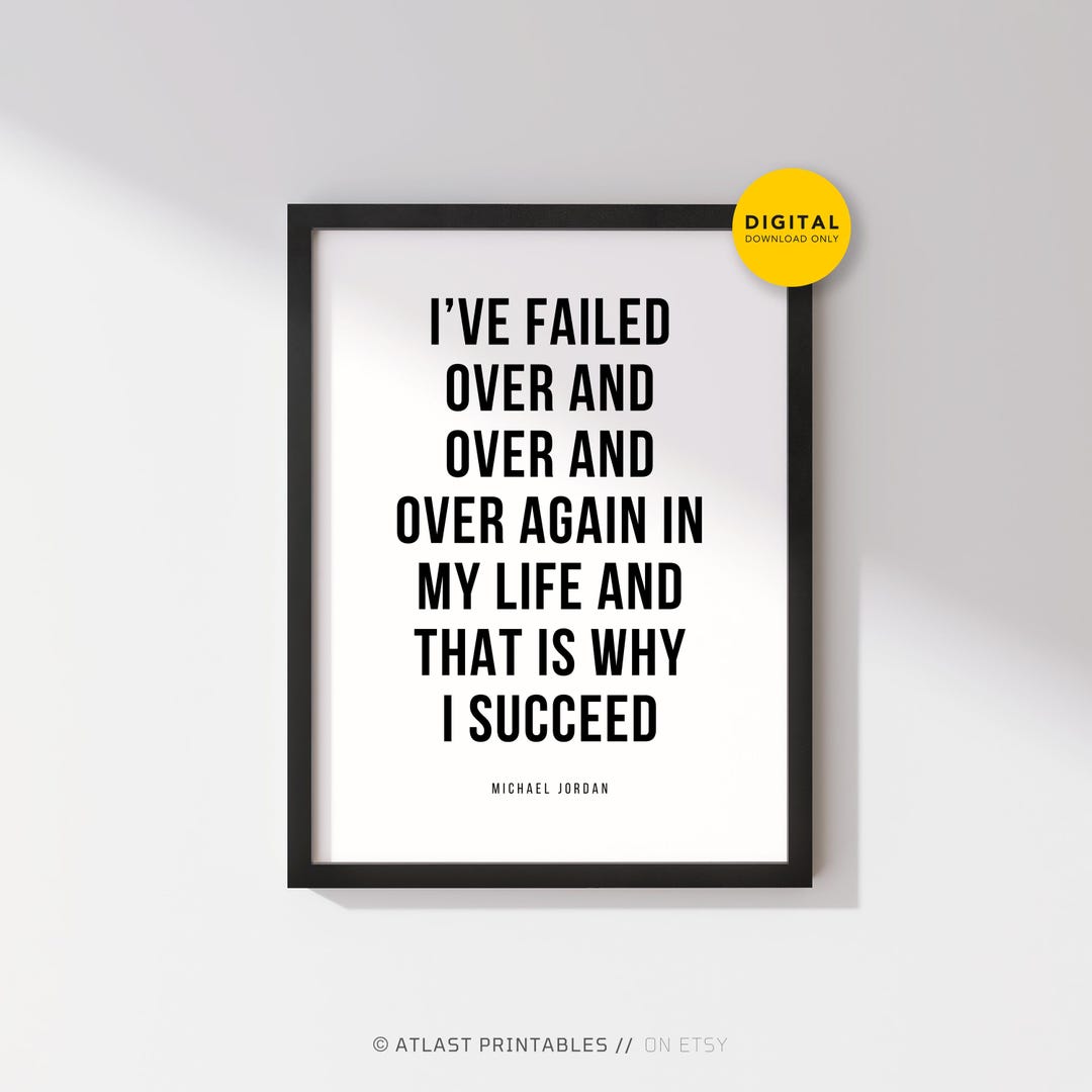 Michael Jordan Inspirational Quote Poster, Basketball Motivational ...