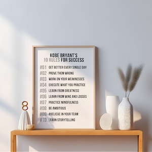 Kobe Bryant's 10 Rules for Success, Basketball Motivational Wall Art ...