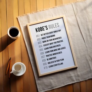Kobe Bryant 10 Rules for Success Printable Wall Art | Mamba Mentality ...