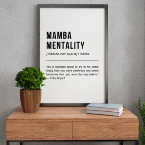 Kobe Bryant Mamba Mentality Definition Posters, NBA Black Mamba ...
