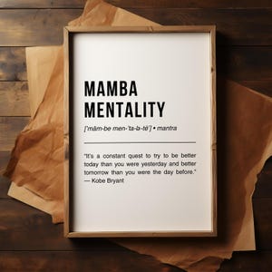 Kobe Bryant Mamba Mentality Definition Poster, Printable Basketball ...