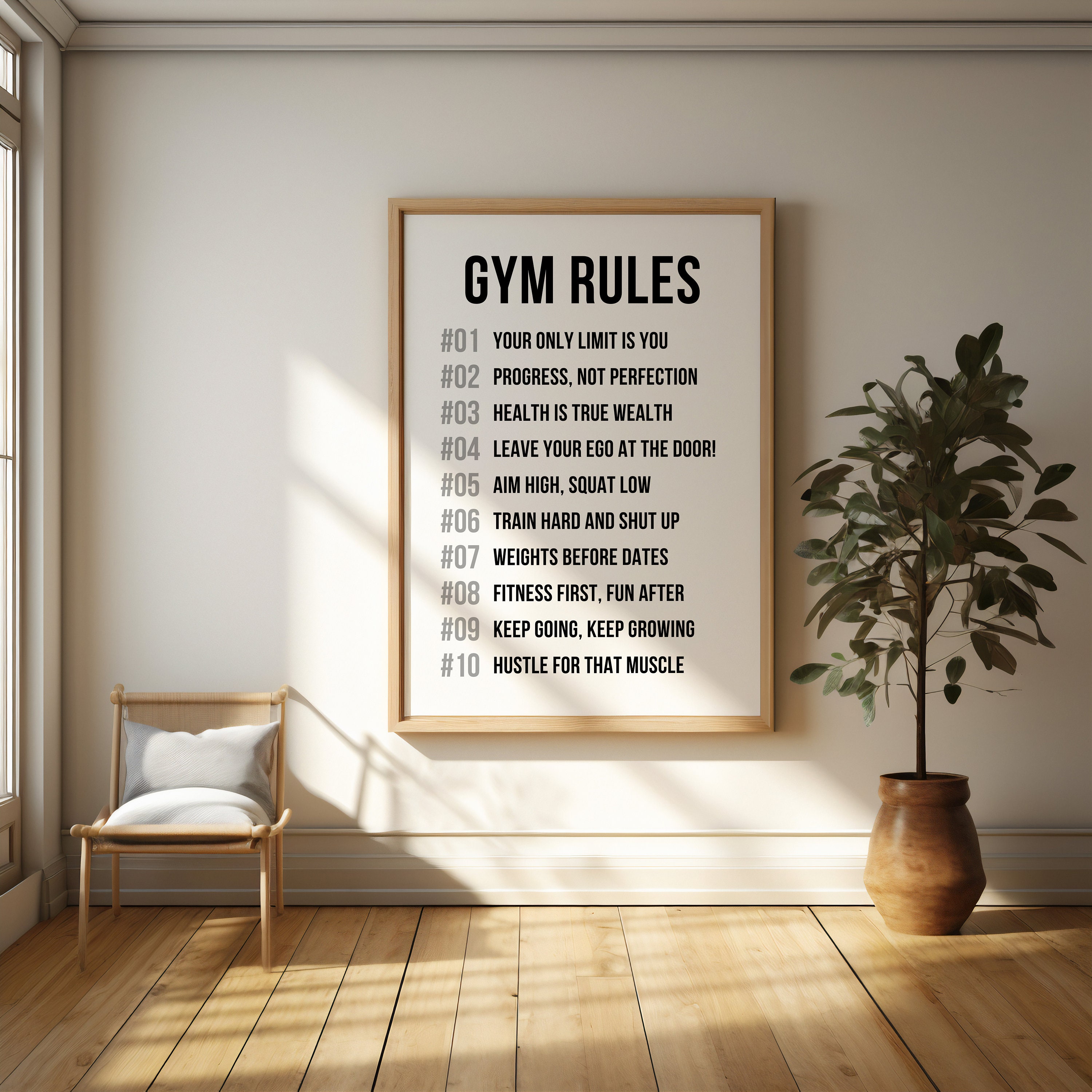 Gym Rules Sign Posters, Workout Motivational Printable Wall Art Quote ...