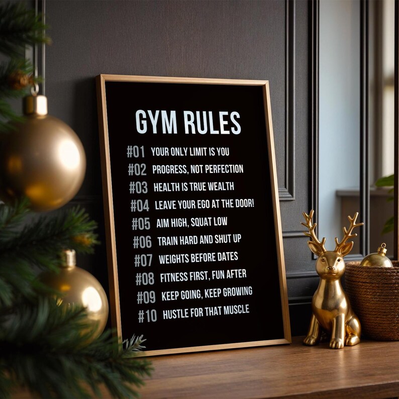 Gym Rules Sign Poster, Printable Workout Motivational Typography Quotes ...