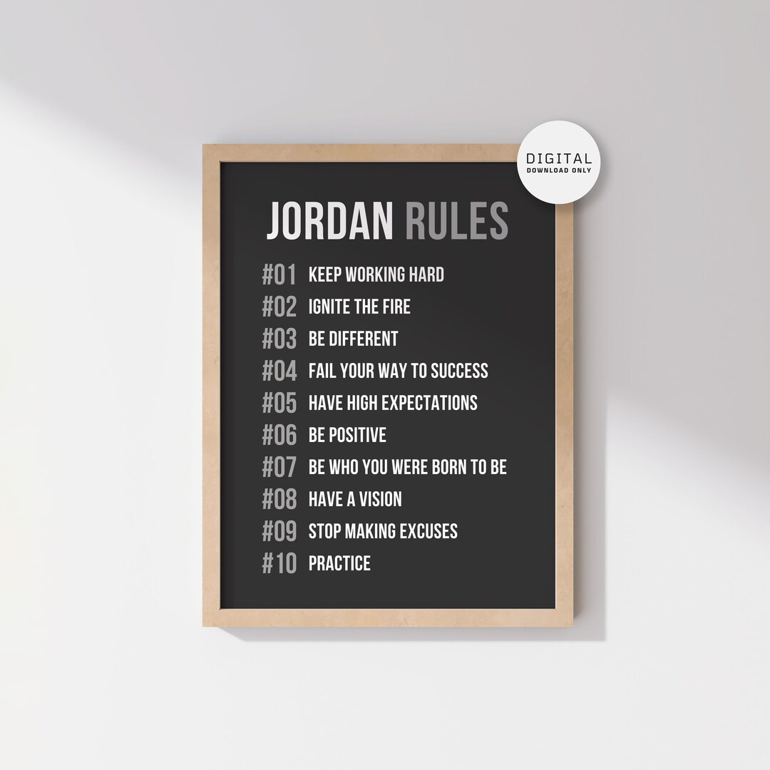 Michael Jordan's 10 Rules for Success Mindset, Printable Basketball NBA ...