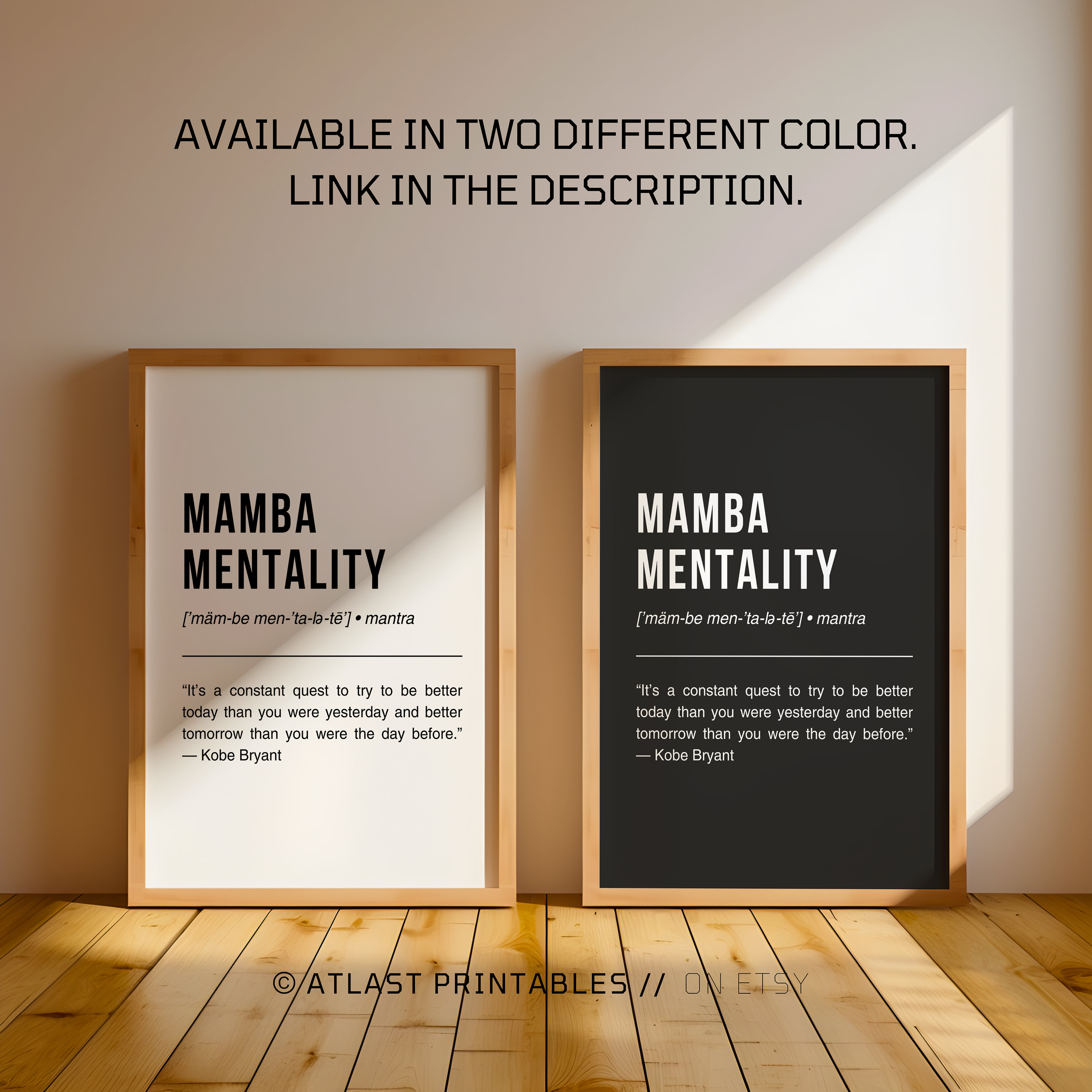 Kobe Bryant Mamba Mentality Poster: NBA Legend Printable Wall Art ...