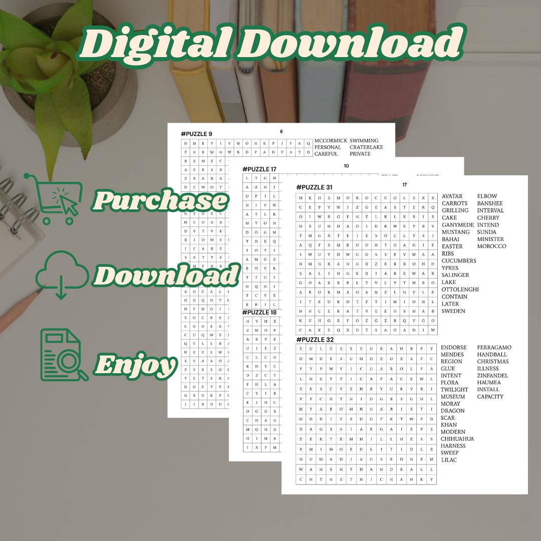 5000 Word Search, Printable Puzzle Game With Solution for Kids, Adult ...