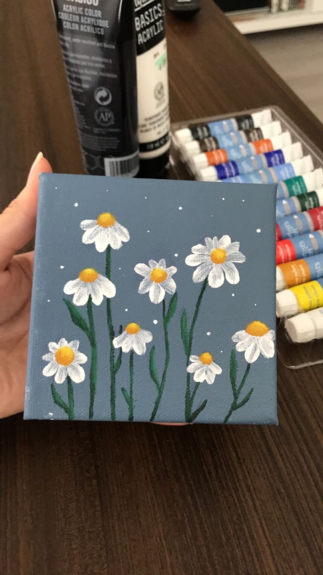 Mini Canvas Painting, Gift Aesthetic Flower Small Canvas Original Art ...