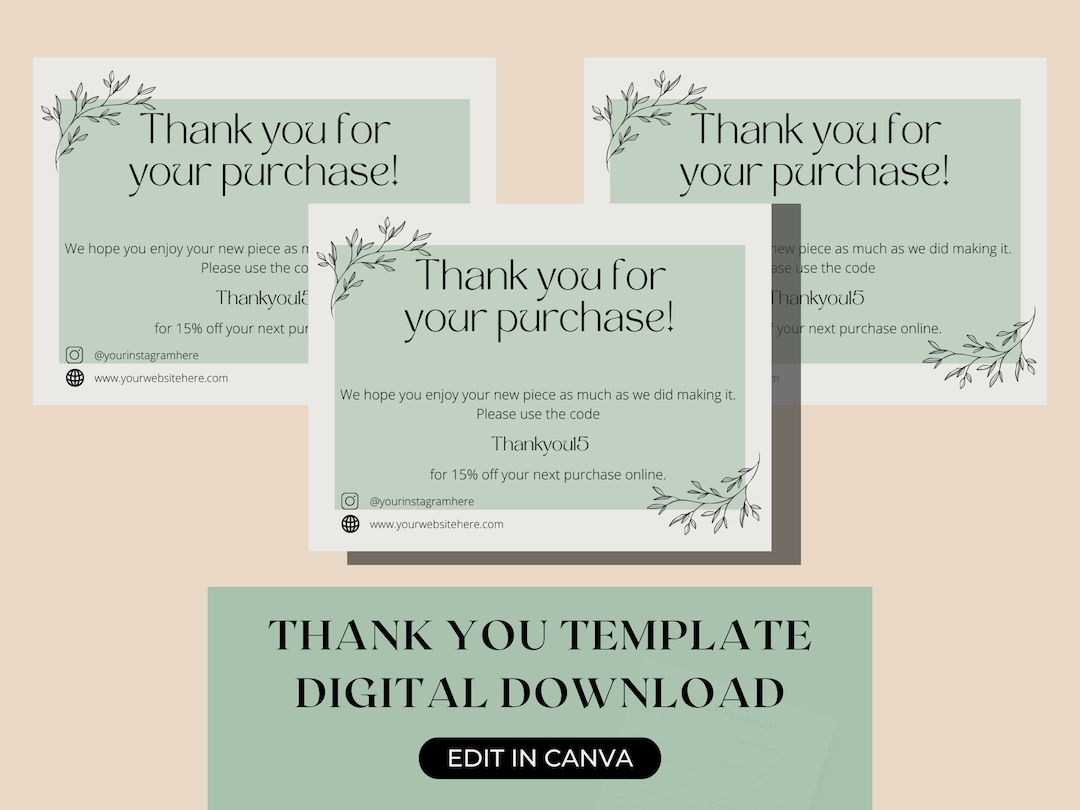 Thank You for Your Purchase Card Digital Download | Instant Download ...