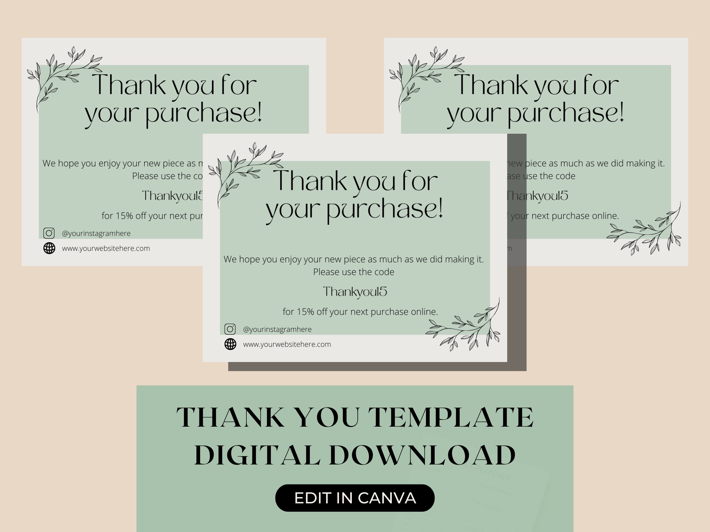Thank You for Your Purchase Card Digital Download Instant Download ...