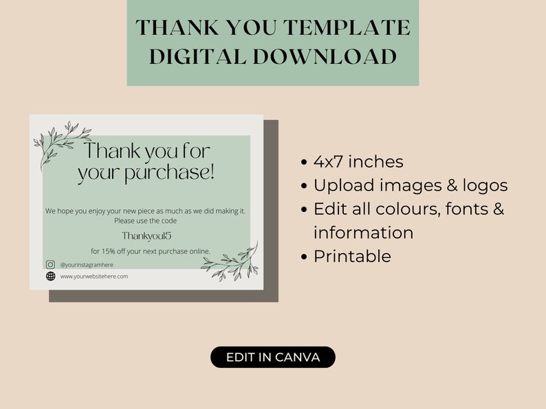 Thank You for Your Purchase Card Digital Download | Instant Download ...