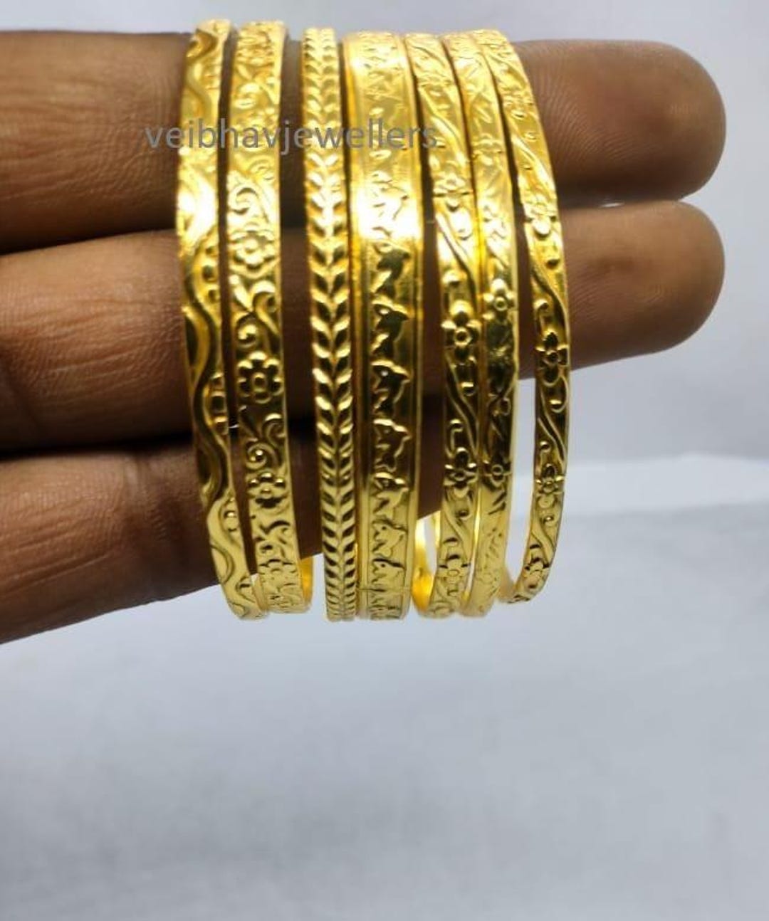 18K Gold Plated Bangles Set | Gift for Her | Set of 7 | Everyday ...