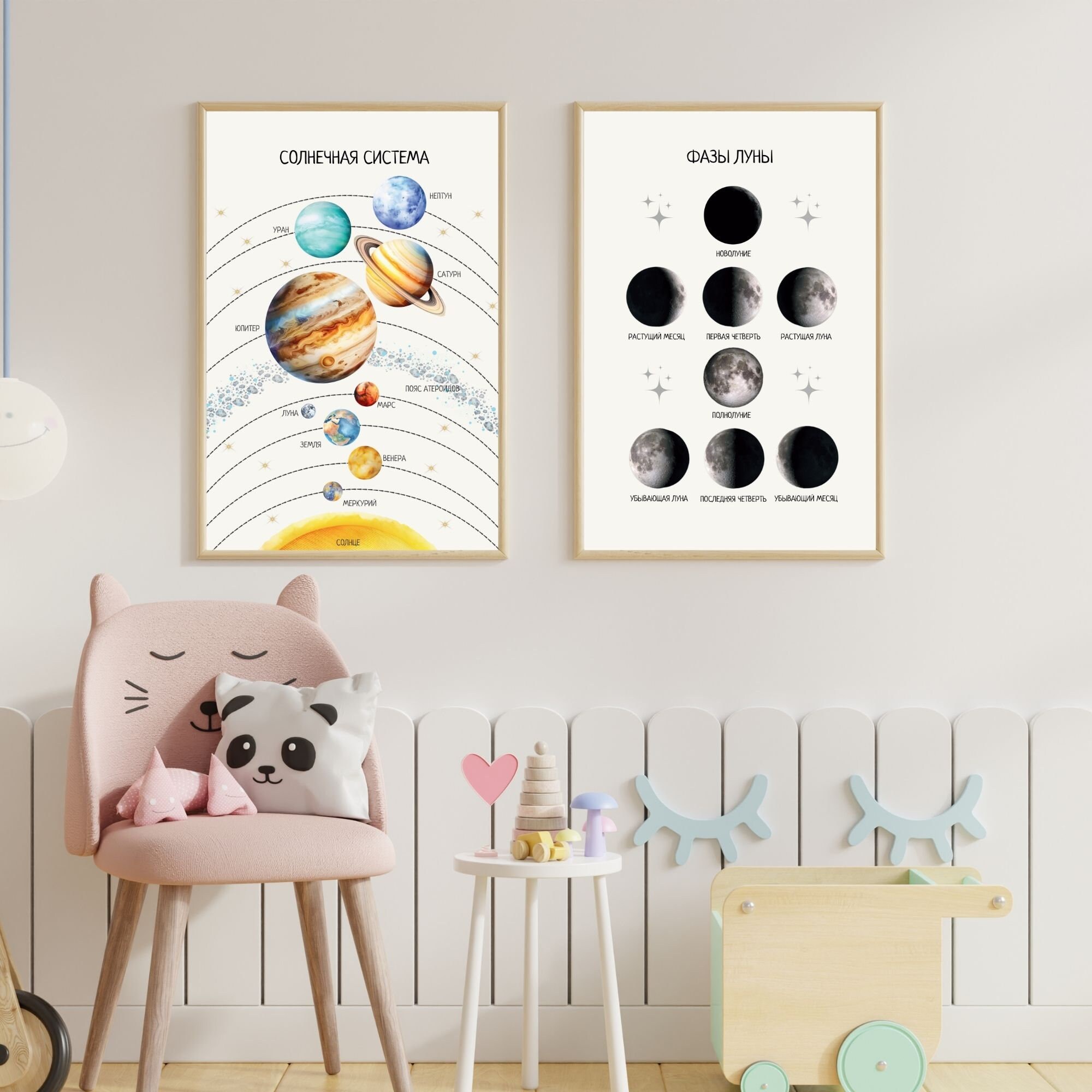 Russian Educational Posters Set of 4, Toddler Playroom Decor, Kids Wall ...