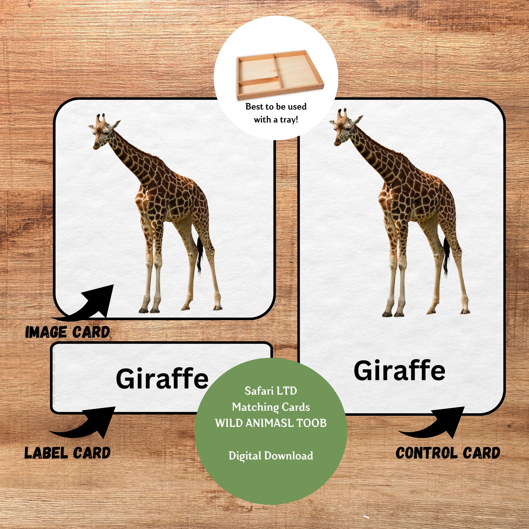 Wild Animals, 3 Part Montessori Cards, 12 Printable Safari LTD Toobs ...