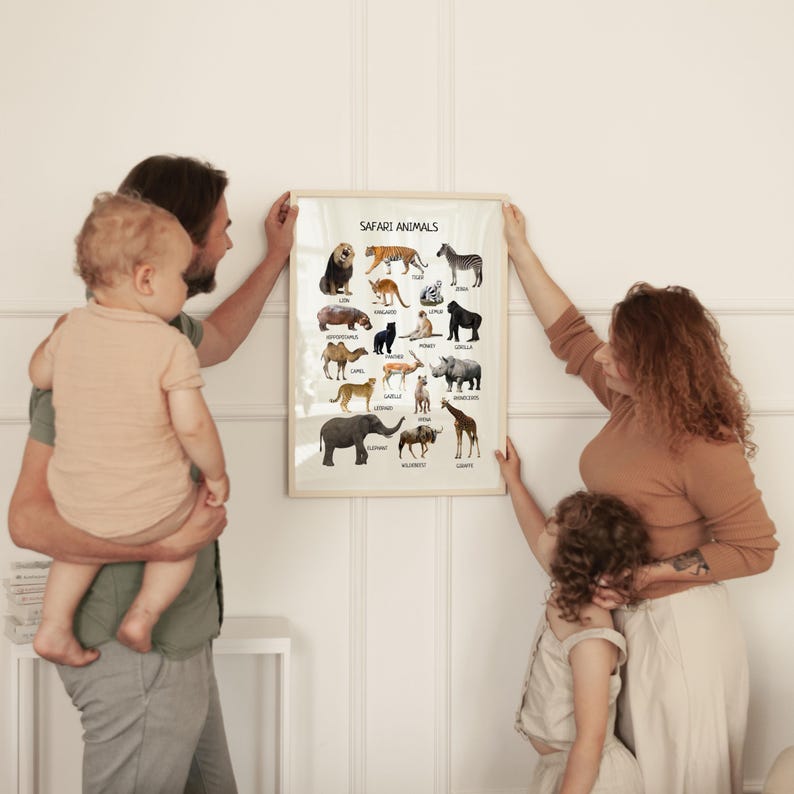 Safari Animals Educational Poster, Montessori Printable Animal Decor ...