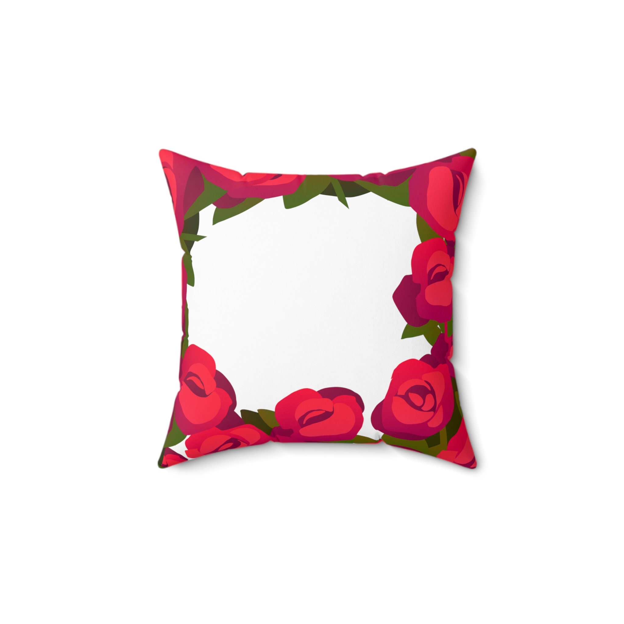 Red Roses Spun Square Pillow - Etsy
