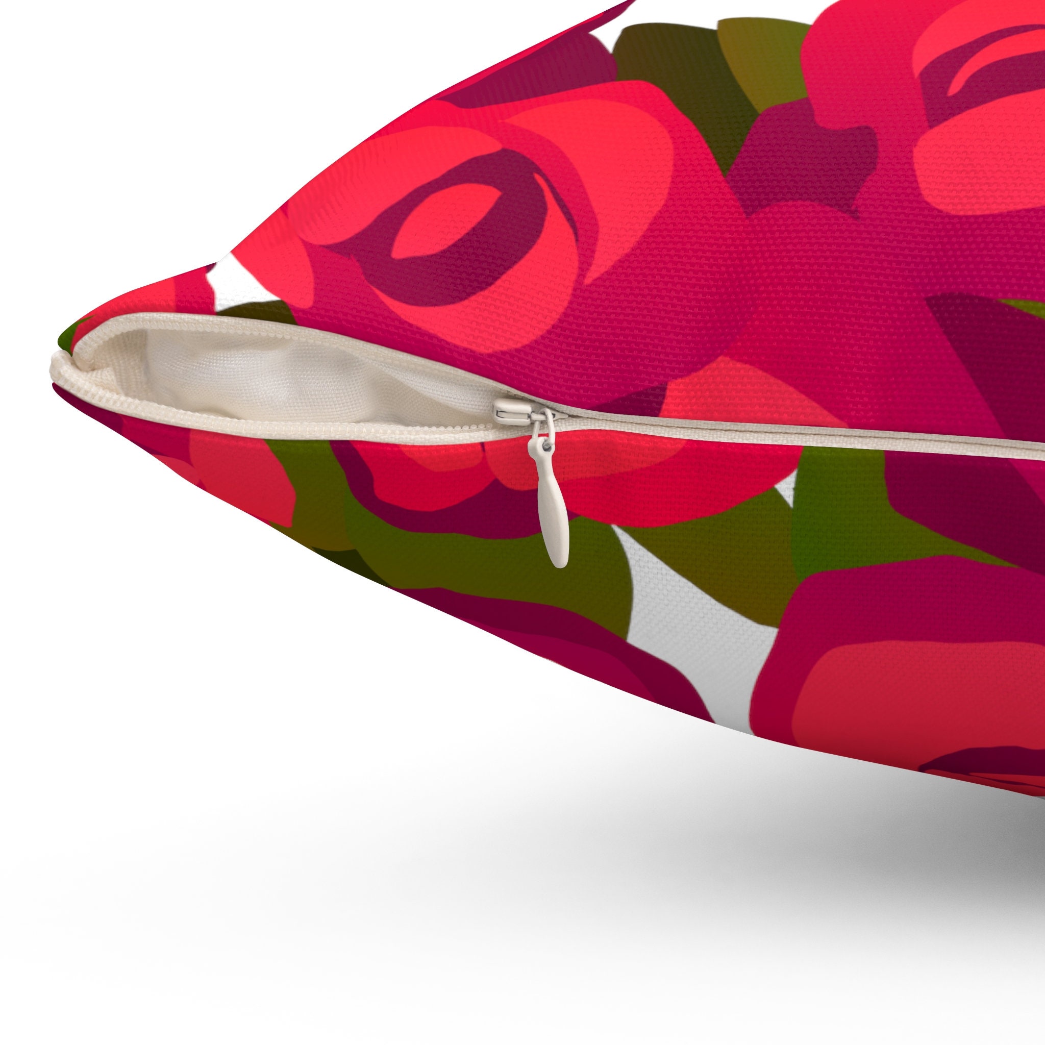 Red Roses Spun Square Pillow - Etsy