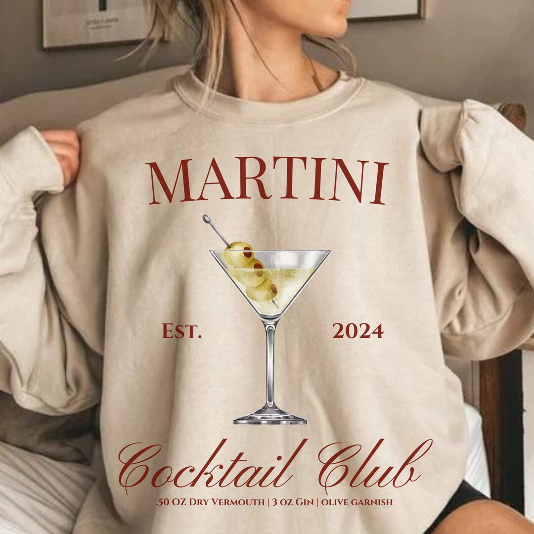 Martini Cocktail Club Coquette Drinking Alcohol Crewneck Sweatshirt - Etsy