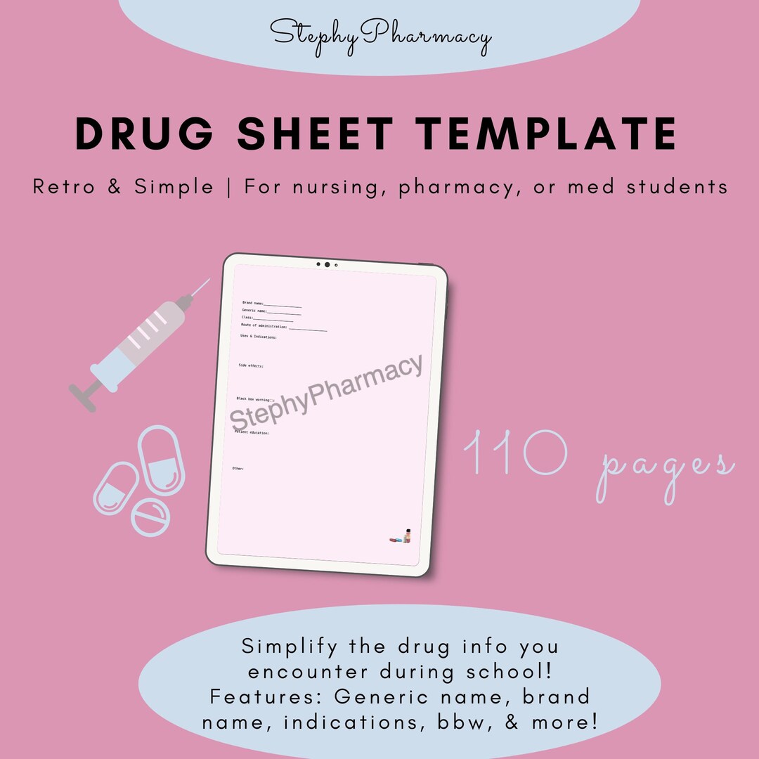 Retro & Simple Drug Sheet Template | Pharmacology Drug Sheet for ...