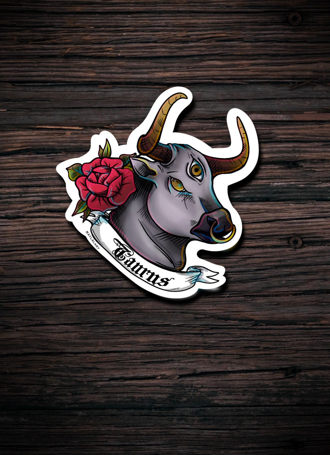 Taurus Sticker, Zodiac Astrology Decal, Traditional Tattoo Style - Etsy