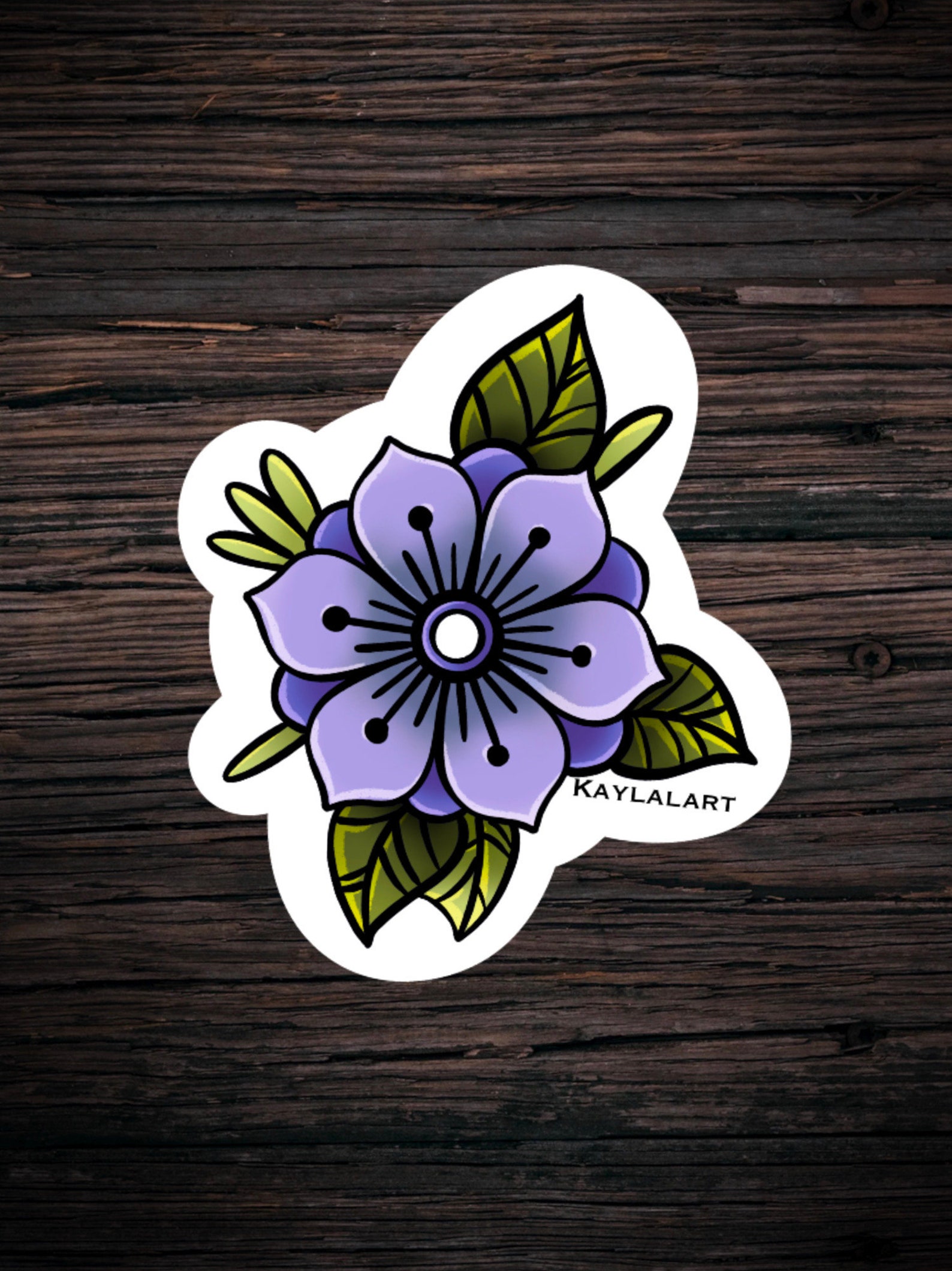 Rainbow Flower Sticker Set, Traditional American Tattoo Style Sticker ...