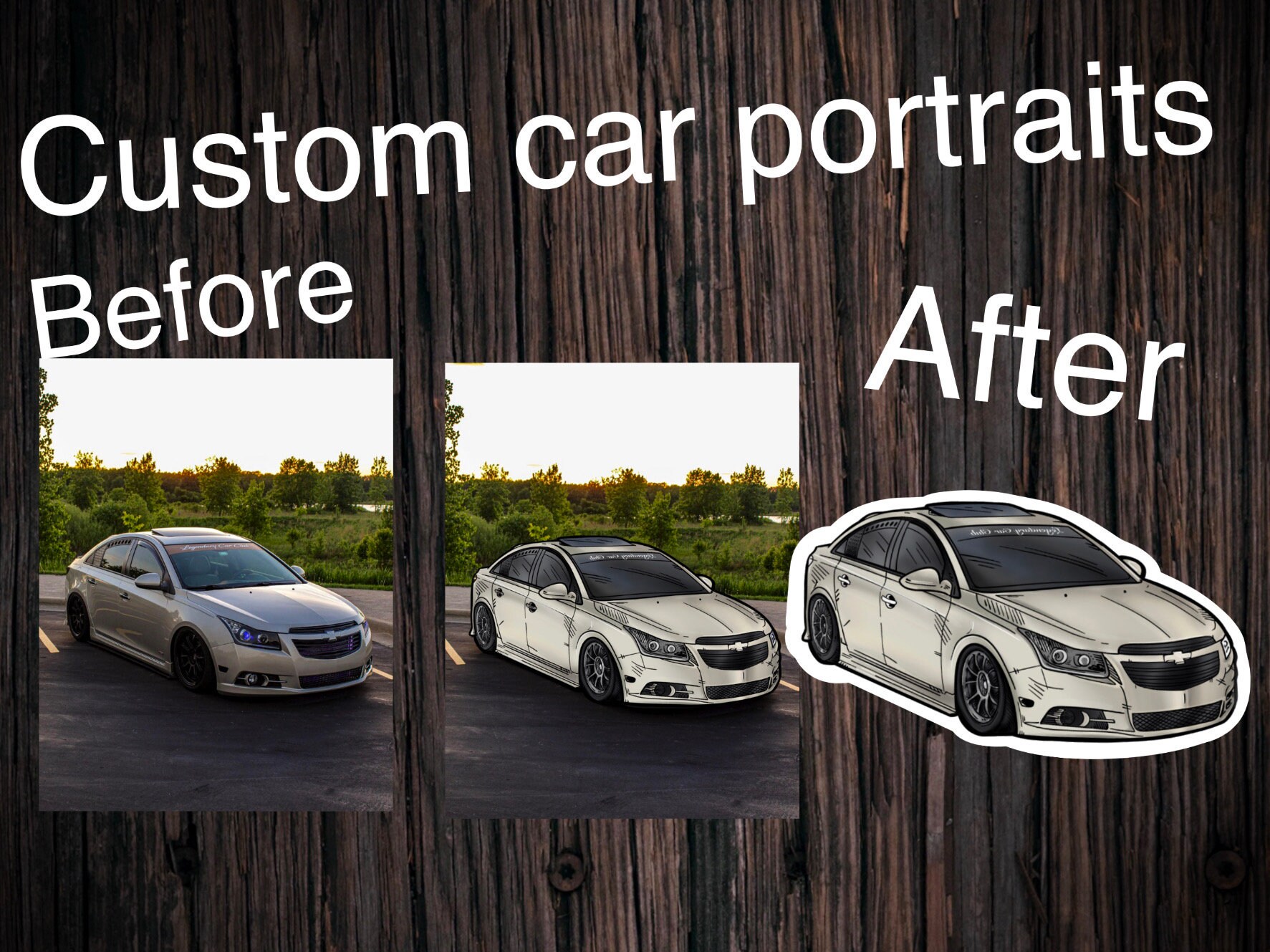 Custom Car Drawing Sticker Car Portrait Car Artist Car - Etsy