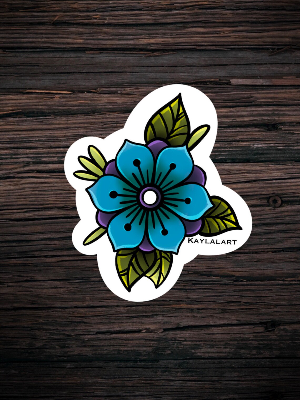 Rainbow Flower Sticker Set, Traditional American Tattoo Style Sticker ...