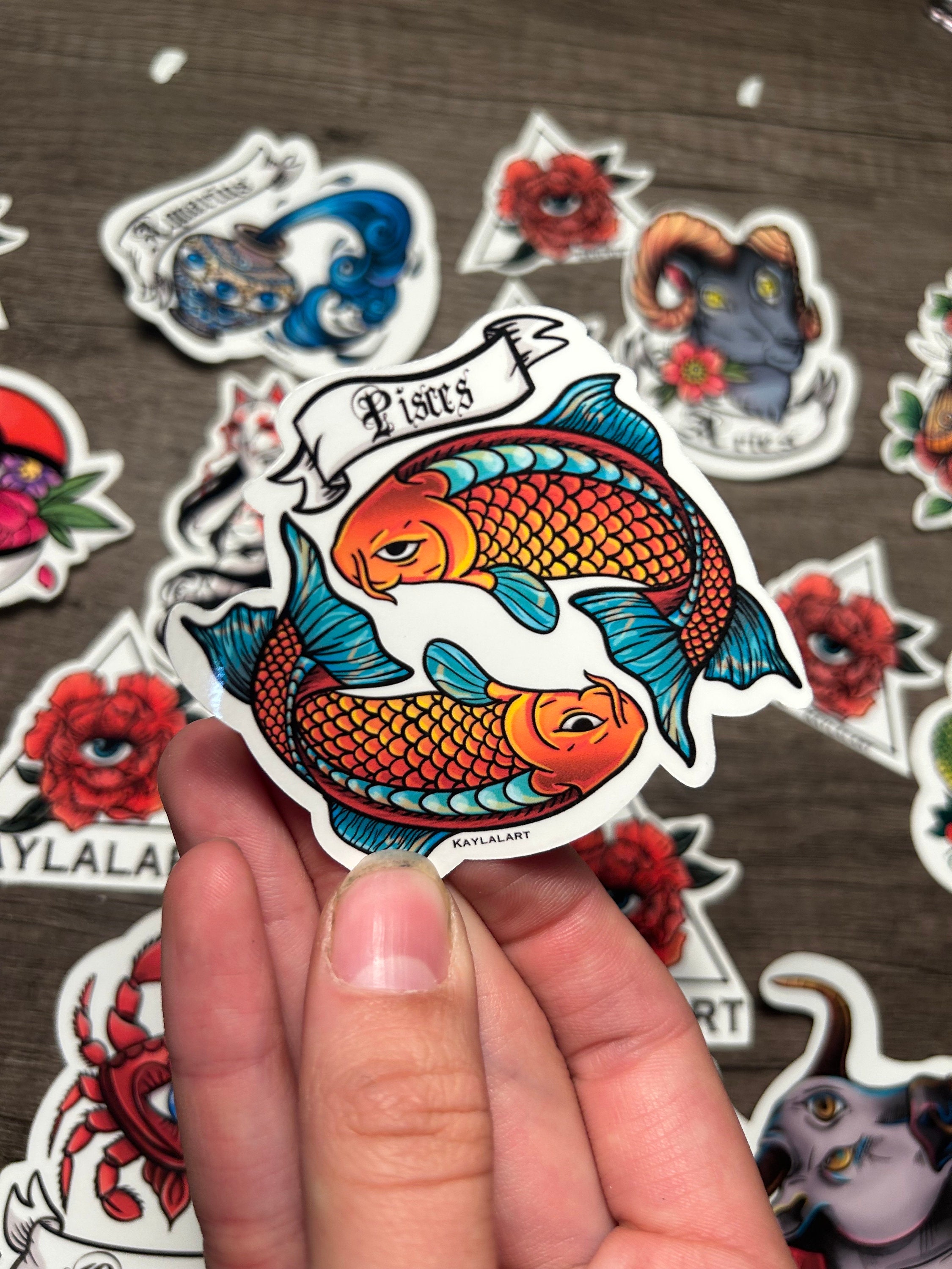 Zodiac Sticker Set, Zodiac Astrology Decal, Traditional Tattoo Style - Etsy