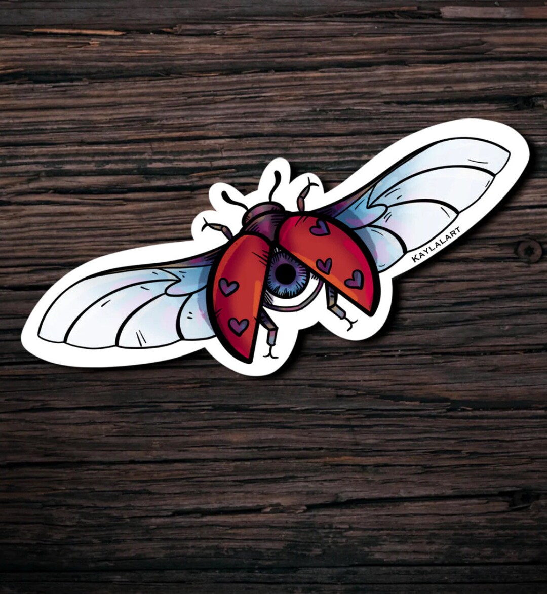 Ladybug Sticker, Traditional Tattoo Style Sticker, Open Your Minds Eye ...